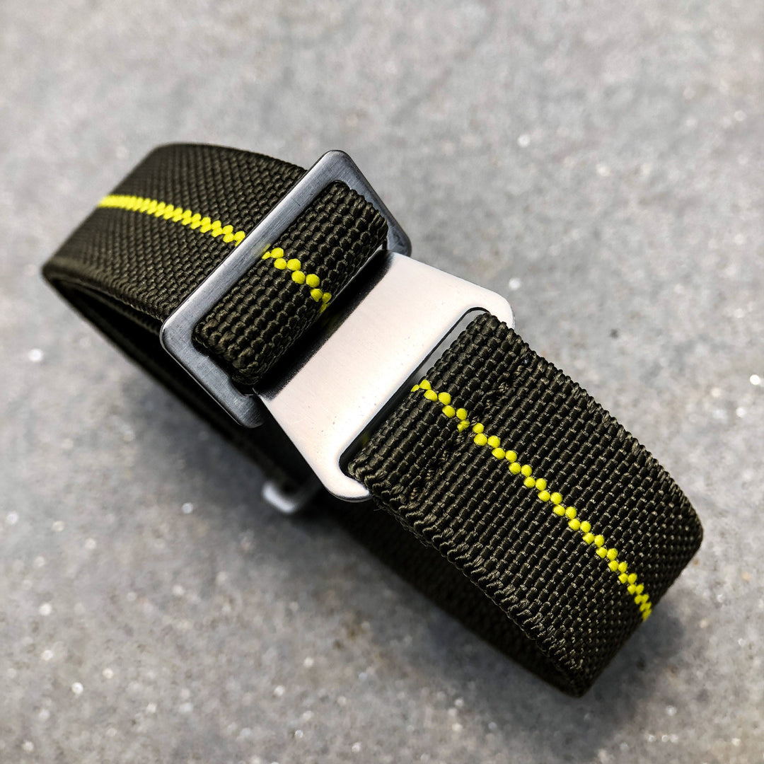 Olive Green with Yellow Line | French Navy Parachute Strap – Samurai ...